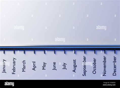 3d Illustration Of A Horizontal Scale With The Names Of The Months Of