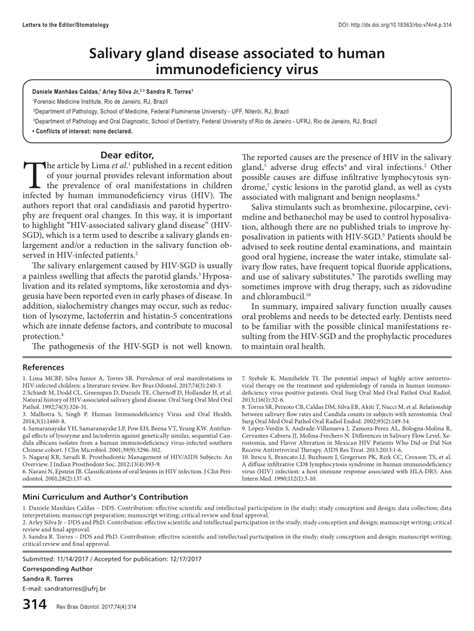Pdf Salivary Gland Disease Associated To Human Immunodeficiency Virus