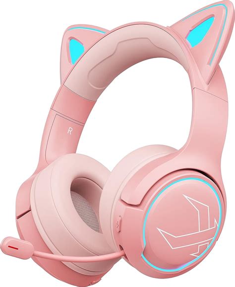 Binnune Pc Gaming Wireless Headsets With Cute Cat Ears For Girls 7 Color Rgb Lighting Bluetooth