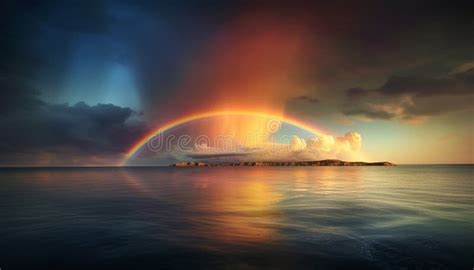 Sunset Over The Vibrant Multi Colored Seascape Horizon Generated By Ai