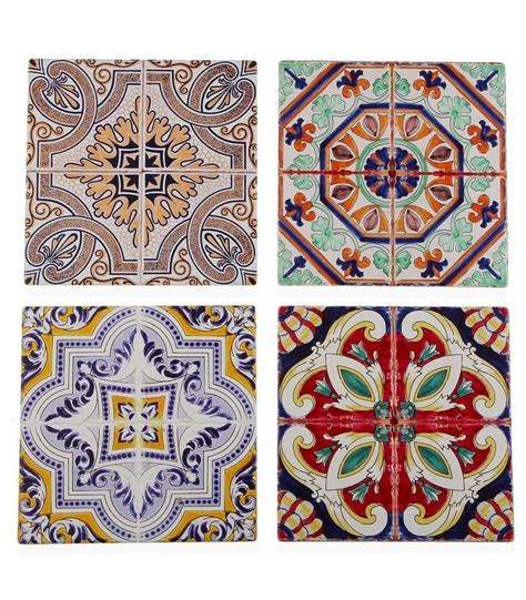 Set De 4 Dessous De Plat En Liège Et Ciment Façon Carreaux 20x20x05cm