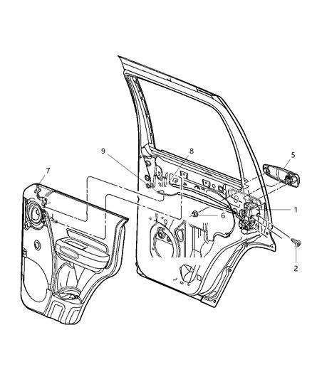 Door Rear Lock And Controls 2005 Jeep Liberty