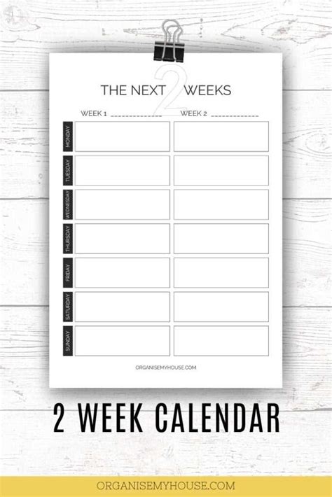 Free Two Week Calendar Template Download