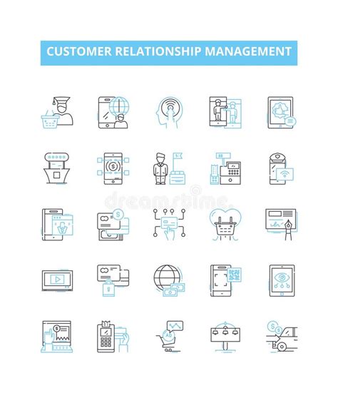 Customer Management Linear Icons Set Service Satisfaction Loyalty Engagement Feedback