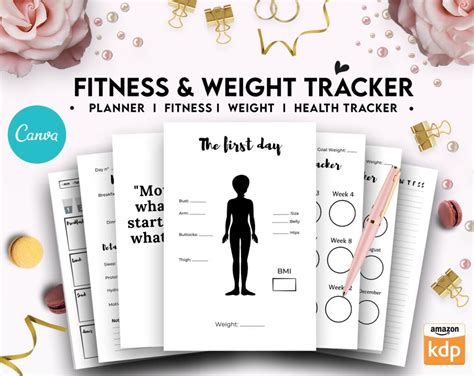 Weight Loss Tracker Template Planner 10 Canva Editable Interiors