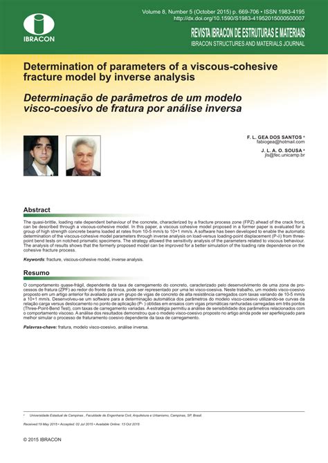 Pdf Determination Of Parameters Of A Viscous Cohesive Fracture Model