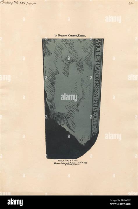 Piece Of A Tombstone From Barking Chruch Essex 1809 By Daniel Lysons