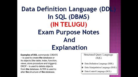 Exam Purpose Notes And Explanation On Ddl Commands In Sql Telugu Youtube