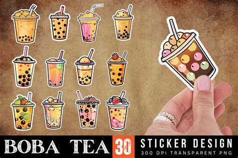 Boba Tea Sticker Bundle Gráfico Por Allisonsuns · Creative Fabrica