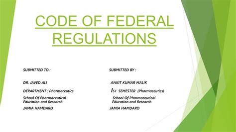 Code Of Federal Regulations Pptx