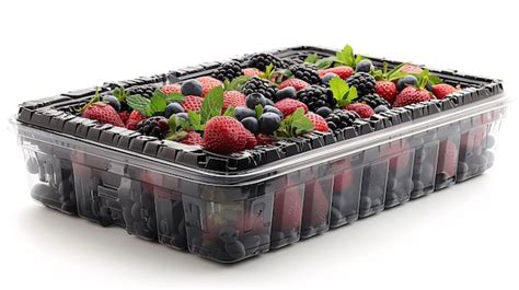 Premium Photo Plastic Container With Different Berries Isolated On
