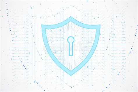 Shield Icon With Keyhole Representing Cybersecurity On A Digital Background 3d Rendering Stock