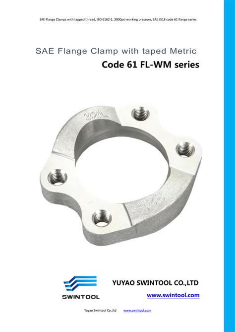 Sae Code 61 Flange Clamps With Metric Tapped Hole Fl Wm S By Swintool