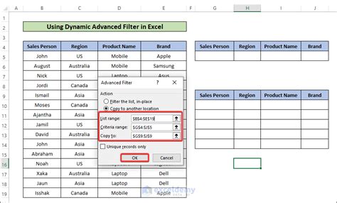 How To Create Dynamic Advanced Filter In Excel 2 Applications