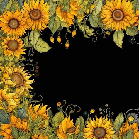 Premium Ai Image Sunflower Border