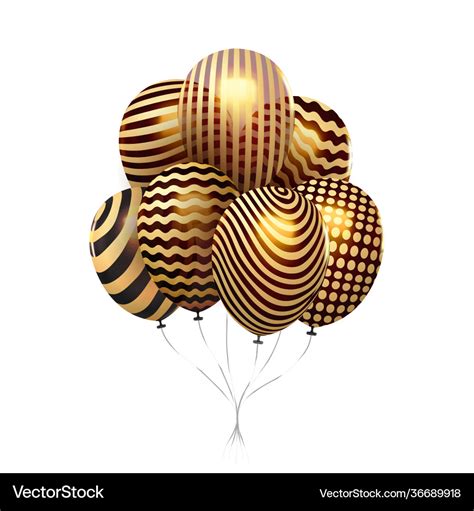 Gold Balloons Isolated On White Background Vector Image