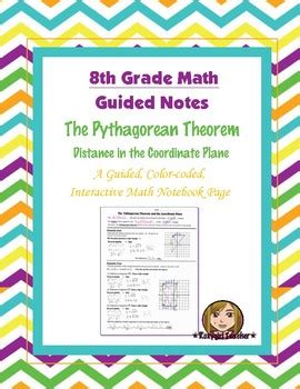 Math 8 Guided Interactive Math Notebook Pages Pythagorean Theorem