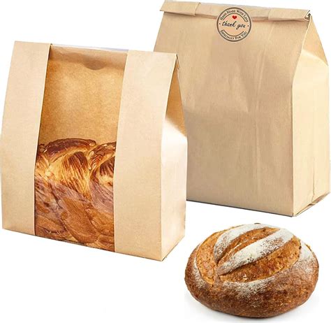 10 Pcs Paper Bread Bags For Homemade Bread Bakery Bags With Window