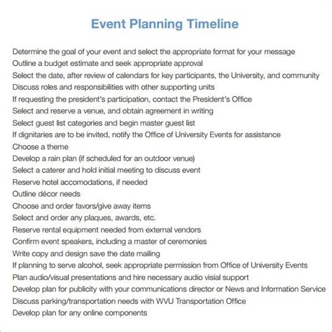 Free 8 Event Timeline Templates In Pdf Ms Word Event Planning