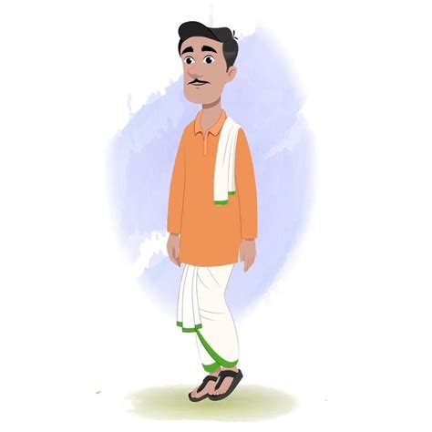 An Indian Village Man Walking Animated Vector Cartoon Character