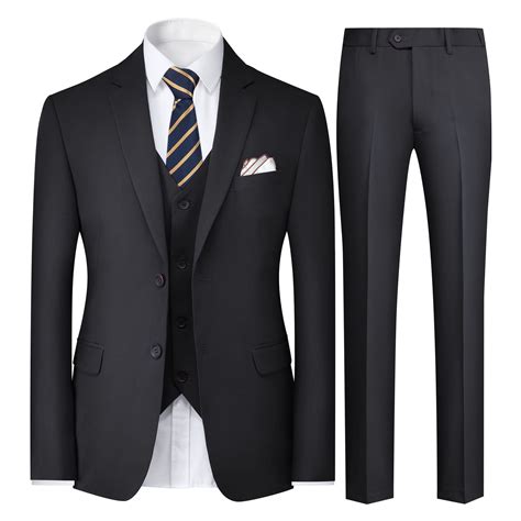 Cloudstyle Mens Relaxed Fit 3 Piece Notched Lapel Suit Set Single