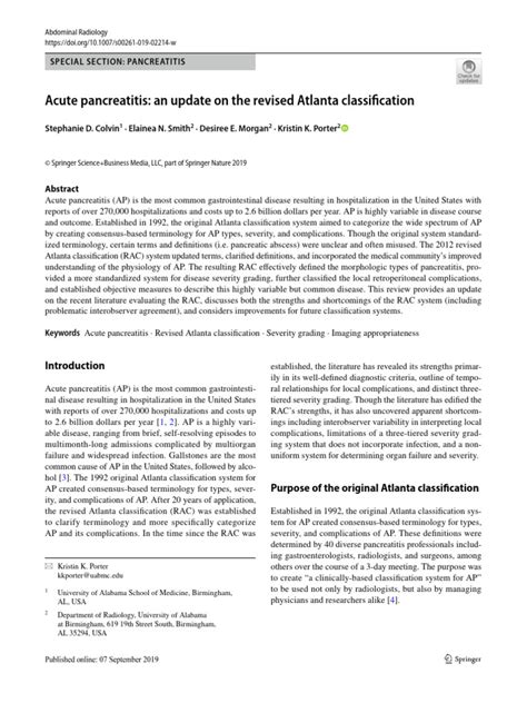 Acute Pancreatitis An Update On The Revised Atlanta Classification 2 Pdf Medical Imaging