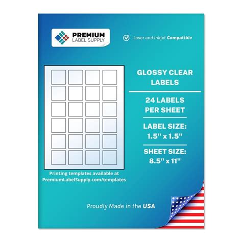 Premium Label Supply Glossy Clear Sticker Square Labels 1 5” X 1 5 Laser Inkjet Compatible