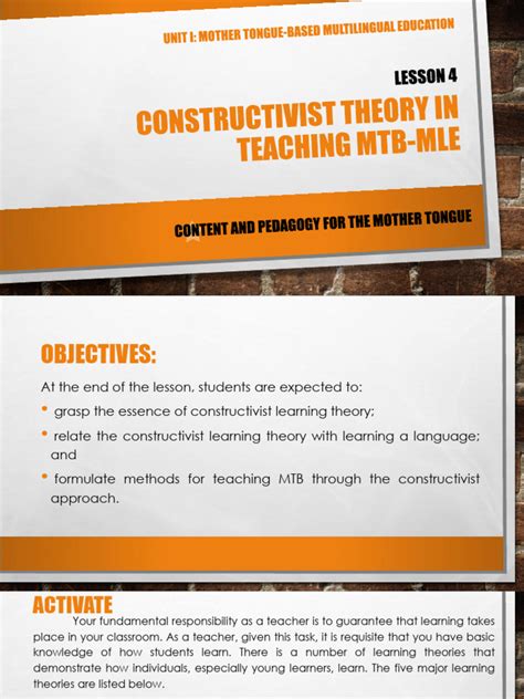 Constructivist Theory In Teaching Mtb Mle Pdf Constructivism Philosophy Of Education