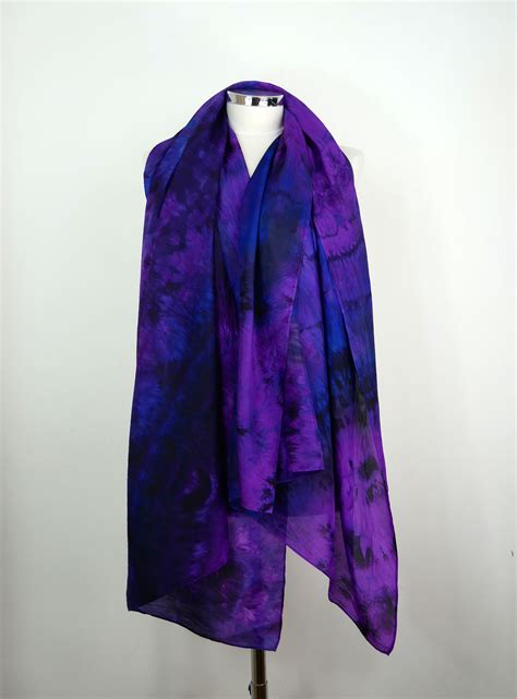 Violet Silk Scarf Night In Venice Silk Scarf Hand Dyed Large Wrap
