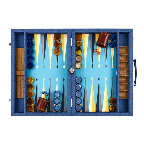 Blue Felt Fields Backgammon Set With Tournament Attaché Case