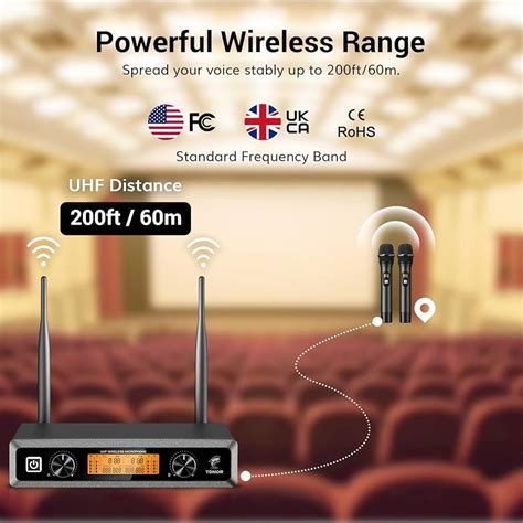 Microfono Karaoke Tonor Microfono Wireless Uhf Professionale Dinamico