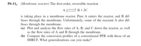 Solved AB C Is Taking Place In A Membrane Reactor Pure A Chegg
