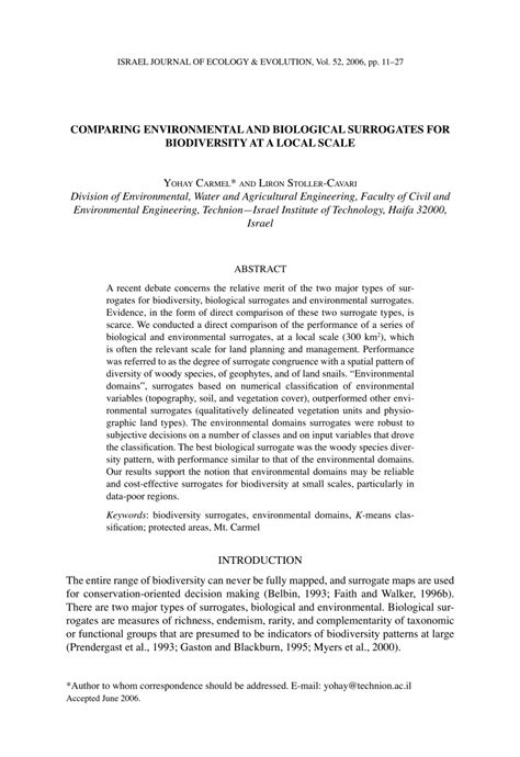 Pdf Comparing Environmental And Biological Surrogates For