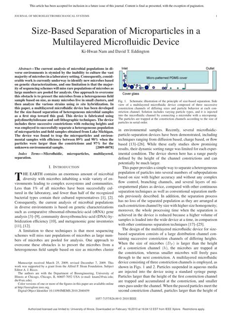 Pdf Size Based Separation Of Microparticles In A Multilayered