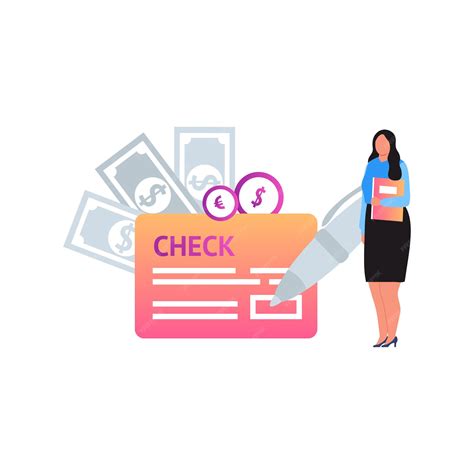 La Chica Está Mirando El Cheque Vector Premium
