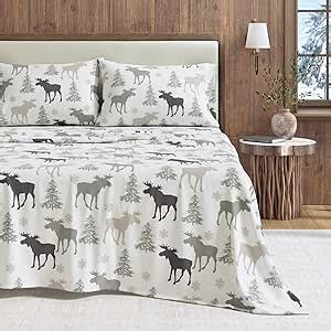 Amazon｜great Bay Home 100 Turkish Cotton Queen Lodge Holiday Flannel