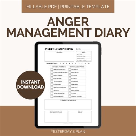 Anger Management Diary Tracker Printable Anger Management Template
