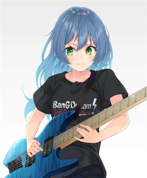 Safebooru 1girl Asahi Rokka Bang Dream Bangs Black Shirt Blue Hair