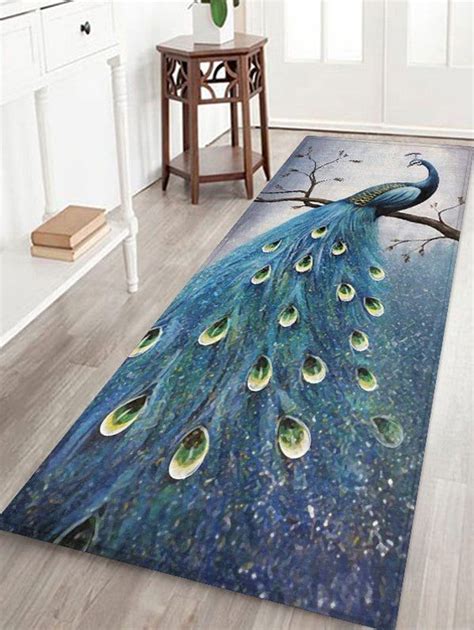 Peacock Print Design Floor Mat Peacock Print Peacock Decor Rugs