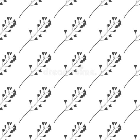 Hand Drawn Meadow Grass Seamless Pattern Stock Vector Illustration Of