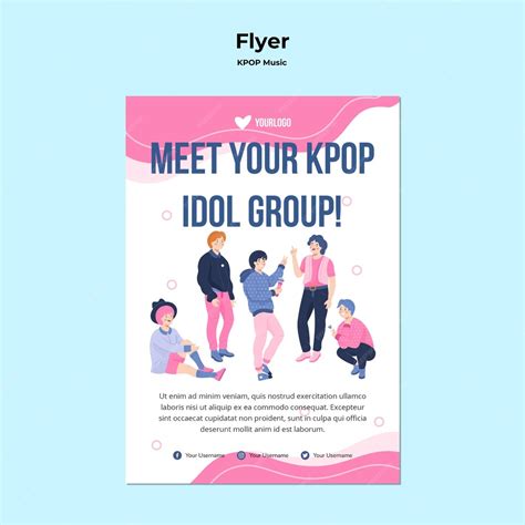 K Pop флаер с иллюстрацией Бесплатно Psd Файл