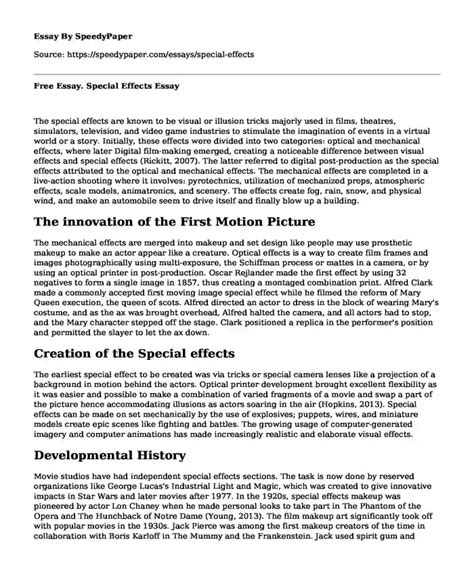 📗 Free Essay Special Effects