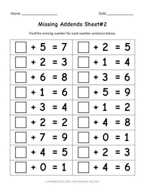 Addition With Missing Numbers Worksheet D09 Math Addition Worksheets