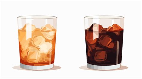 Americano Coffee In Clear Glass Vector Illustration Premium Ai