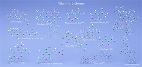 Vitamins B Group Molecular Structures 3d Model Structural Chemical