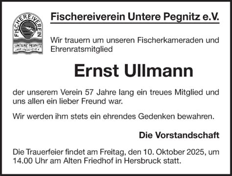 Traueranzeigen Von Ernst Ullmann N Land