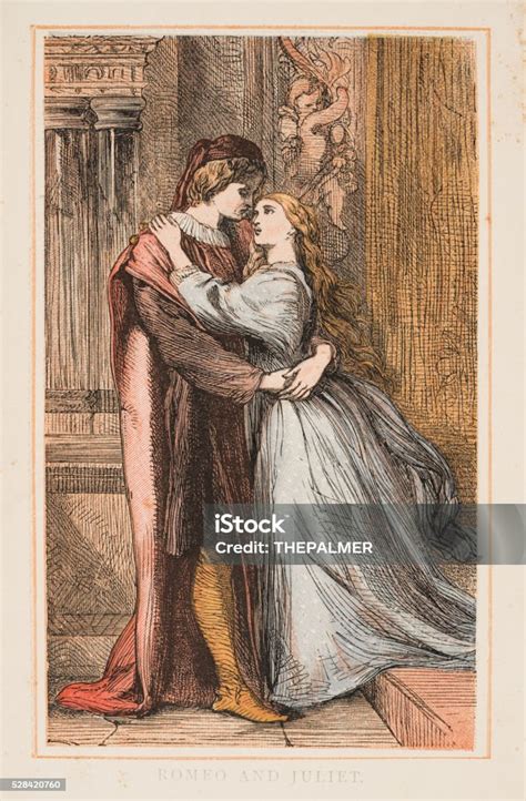 Romeo And Juliet By Shakespeare Engraving 1870 Stock Illustration