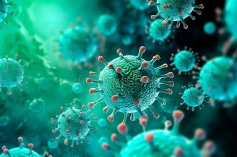 Microscopic Germs And Pathogens Generative Ai Stock Illustration