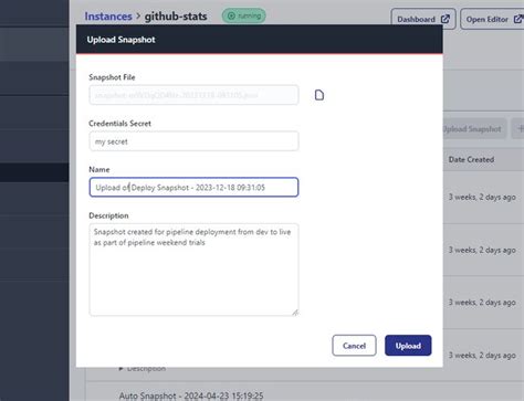 Snapshot Upload • Flowfuse