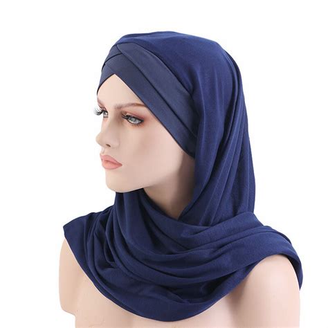 Muslim Women Hijab Caps Pull On Scarf Shawl Turban Instant Headscarf